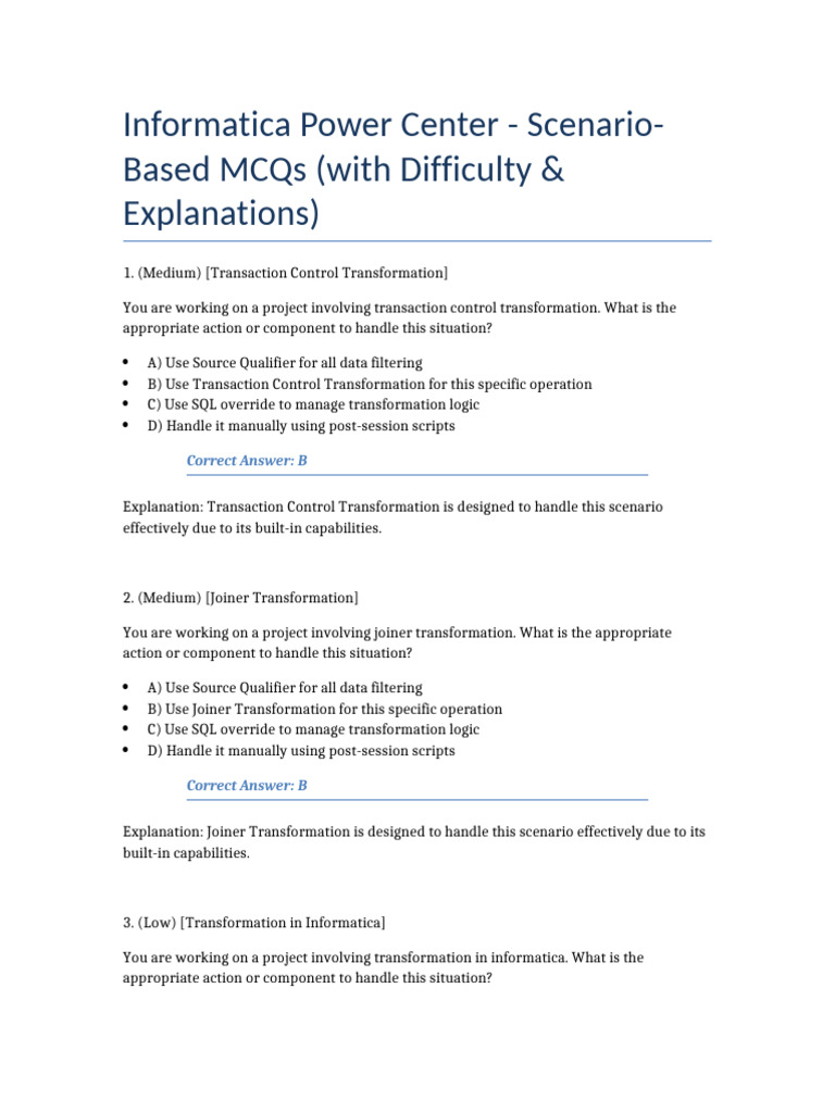 Informatica PowerCenter 100 MCQs | PDF | Router (Computing) | Information Science