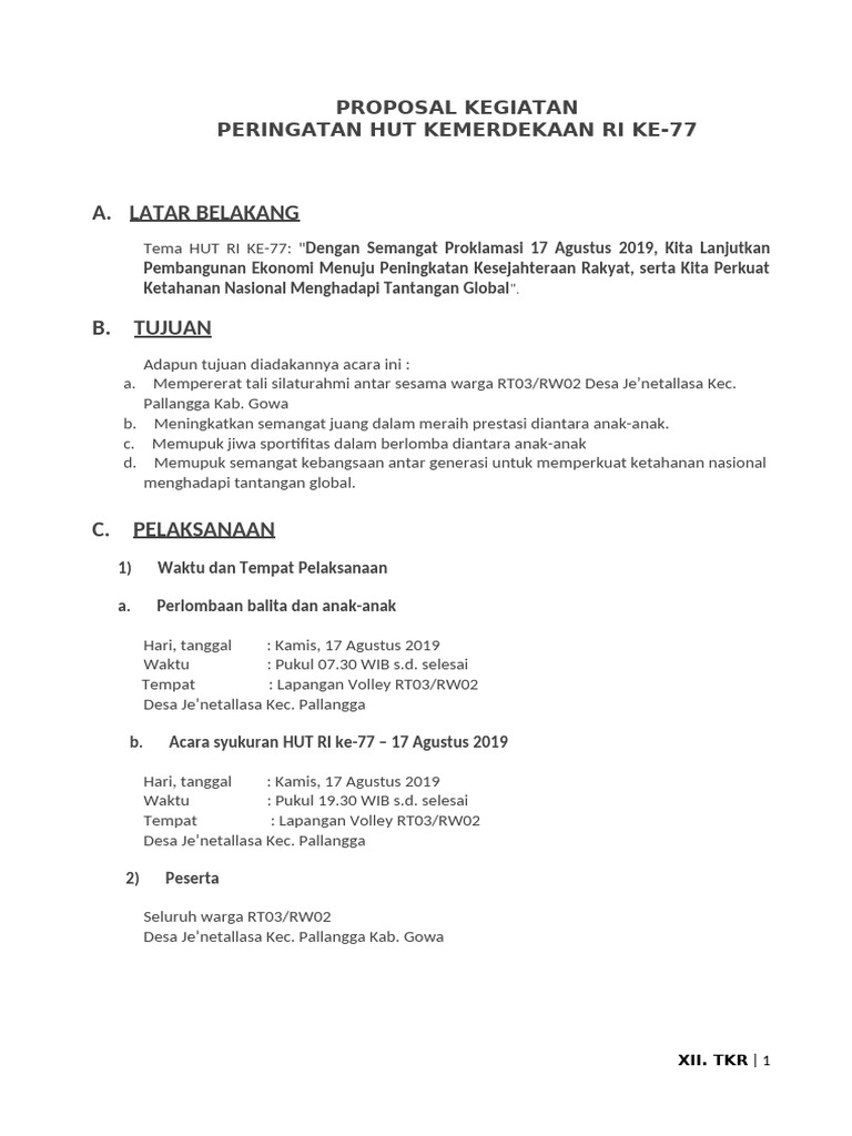 PROPOSAL KEGIATAN | PDF