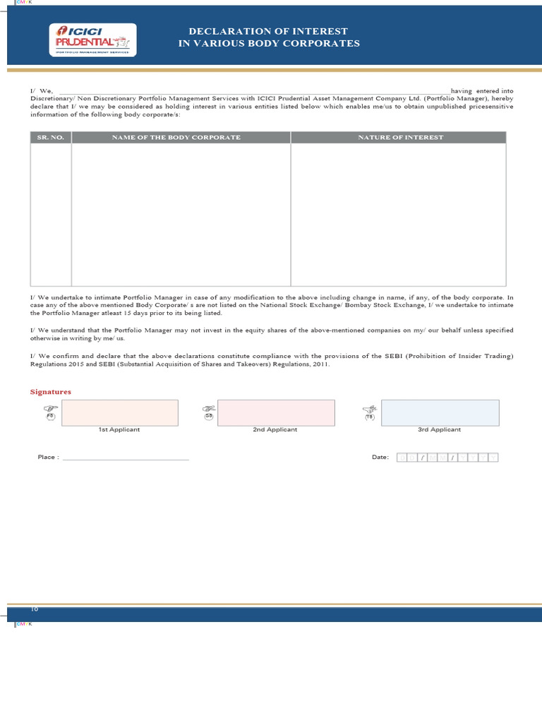 Declaration of Interest in Various Body Corporates | PDF
