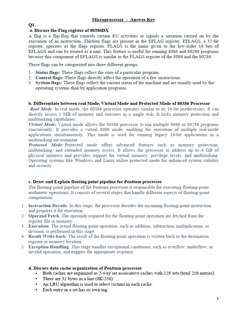 Microprocessor Answer Key | PDF | Central Processing Unit | Cpu Cache