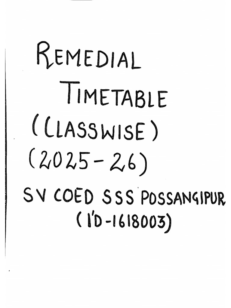 Remedial Classes For Summer Vacations (Class-Wise) 2025-26 | PDF