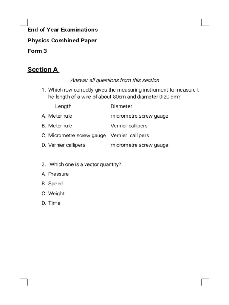 Physics End of Year Exa Phoenix | PDF