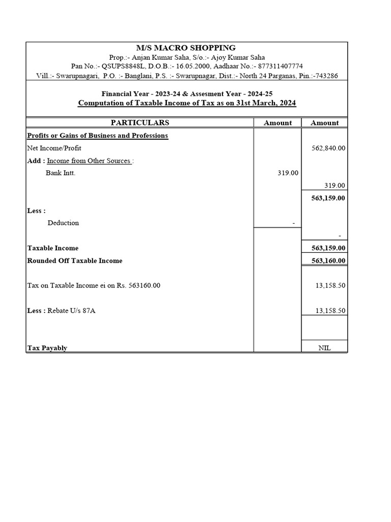 Anjan Kumar Saha Computation | PDF