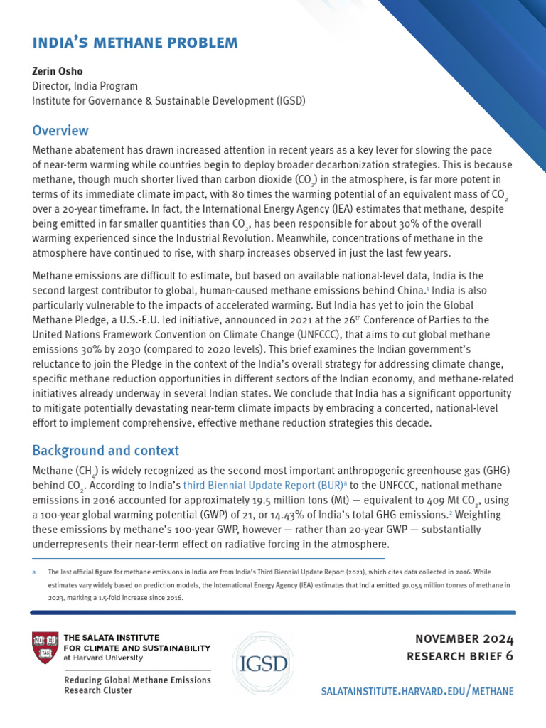 Methane Research Brief 6 India | PDF | Coalbed Methane | Climate Change ...