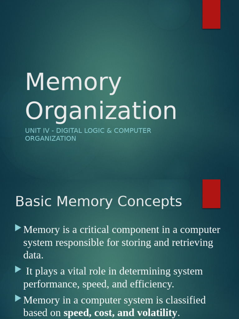 Memory Organization Unit IV | PDF | Computer Data Storage | Random ...