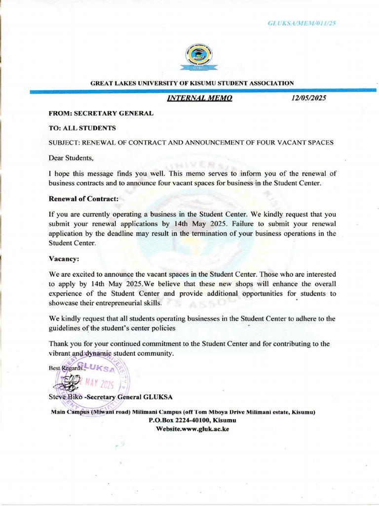 Contract Renewal Memo | PDF