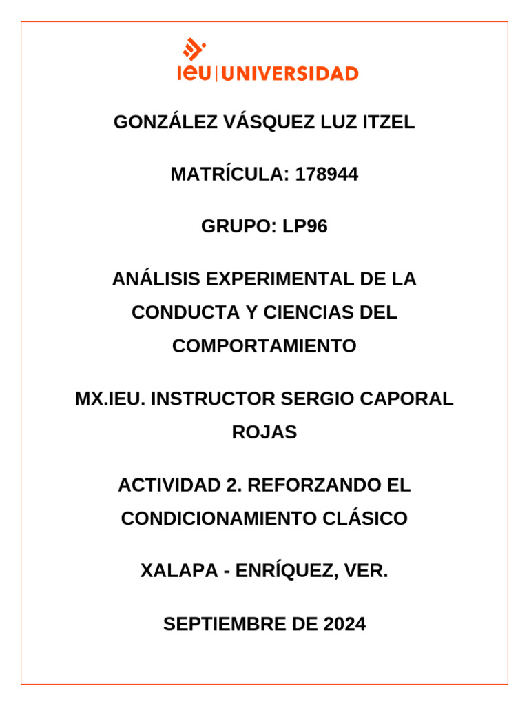 Act. 2 - Gonzalez Vasquez Luz Itzel | PDF | Behaviorismo | Sicología