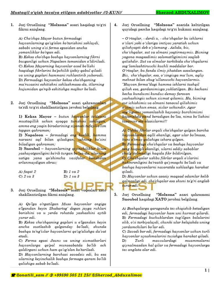 5-kun. MS. MOLXONA | PDF