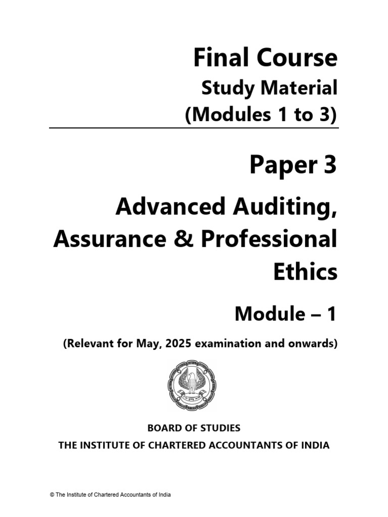 CA Final Audit Study Material 2025 | PDF | Auditor's Report | Audit