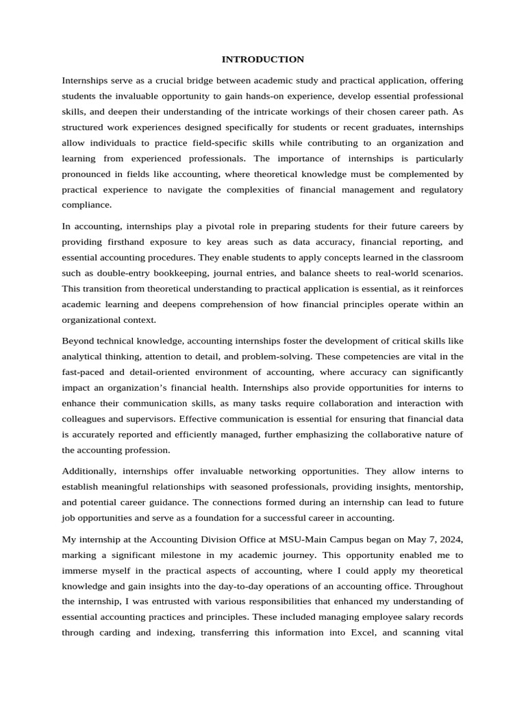 Narrative Report On Practicum at MSU Accounting Division | PDF ...