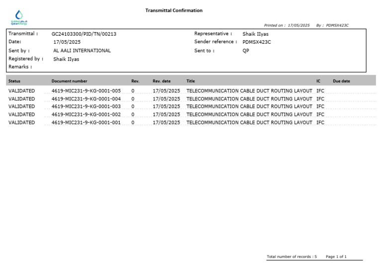 Transmittal Confirmation | PDF
