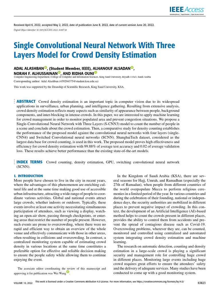 Single Convolutional Neural Network With Three Layers Model For Crowd Density Estimation | PDF ...