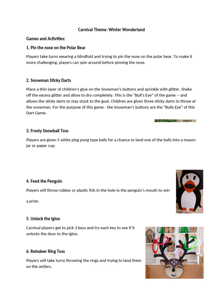 Winter Wonderland Carnival Games Guide | PDF