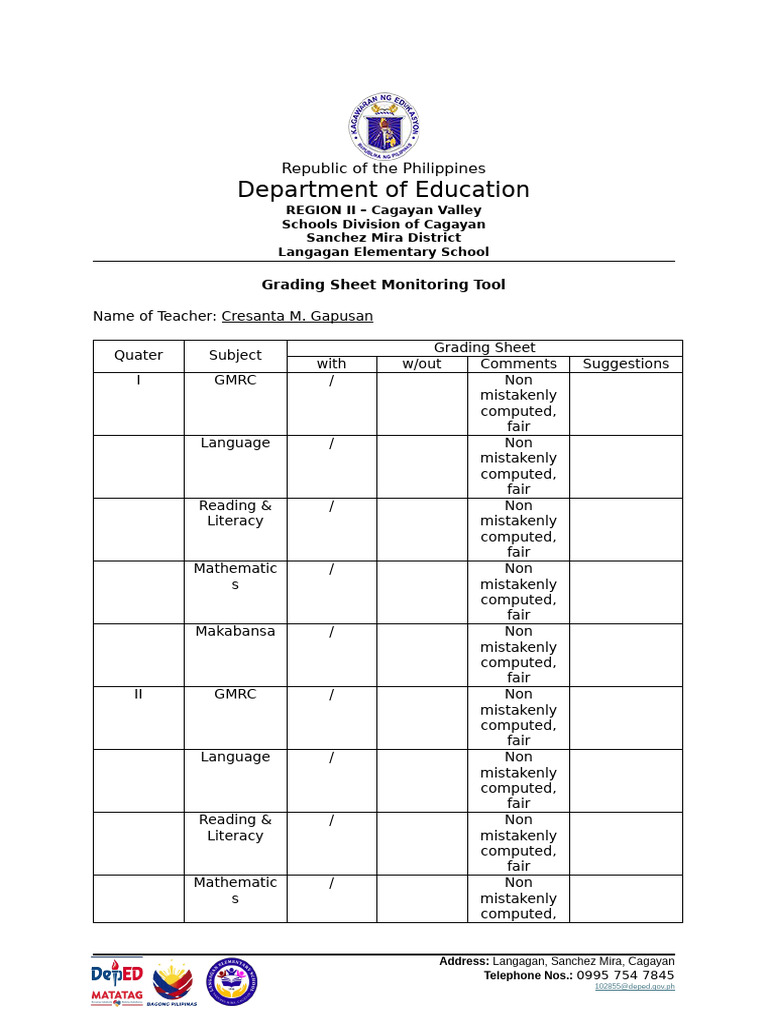 Grading Sheet Monitoring Tool | PDF