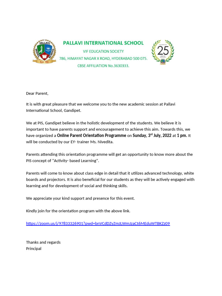 Parent Orientation - Grade 1-2 | PDF