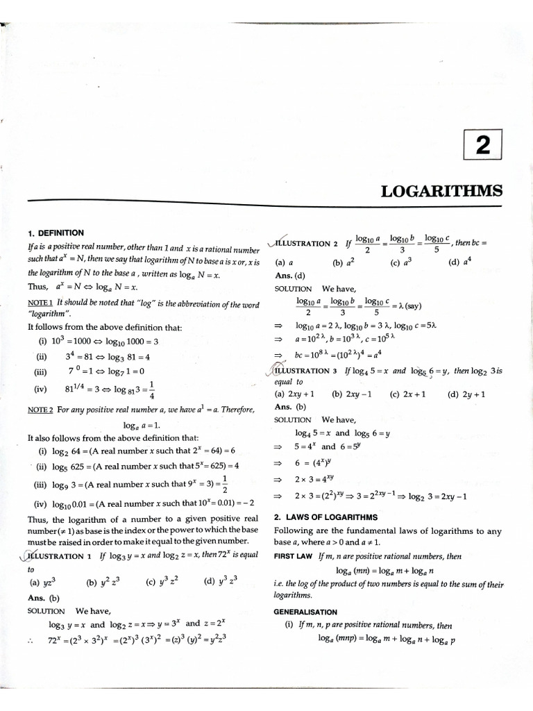 Logarithms For Crash Course NDA | PDF