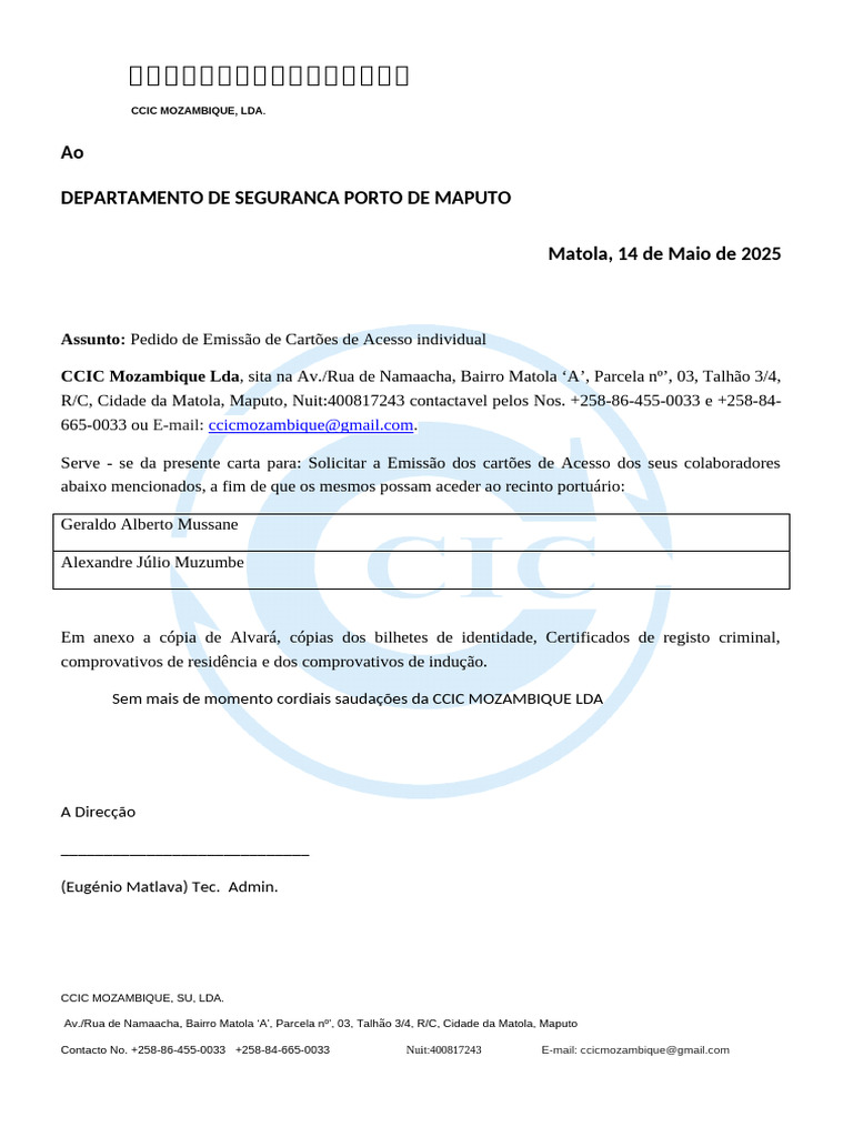 Porto de Maputo-Emissao de Cartoes G A | PDF