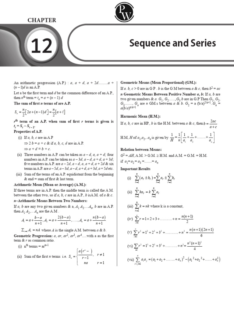 Sequence & Series _ Short Notes (1) | PDF | Elementary Mathematics ...