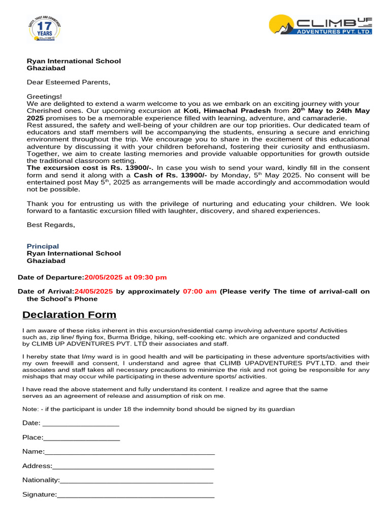 Circular and Declaration Form | PDF | First Aid