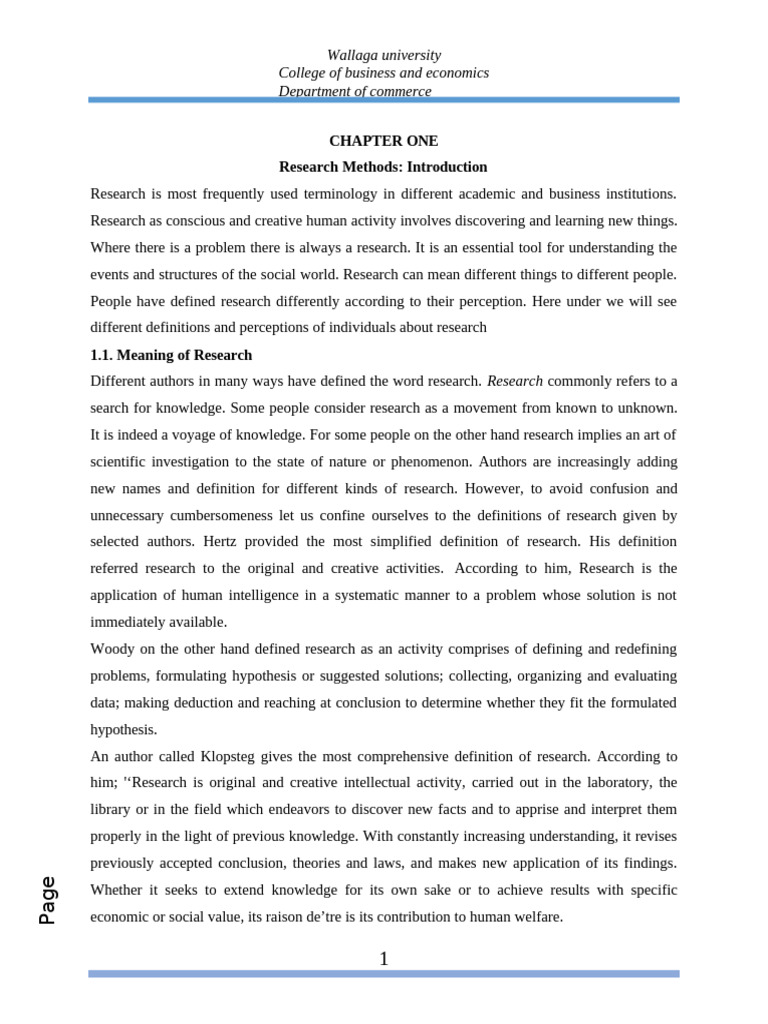 Research Method-Chapter one-three | PDF | Methodology | Scientific Method