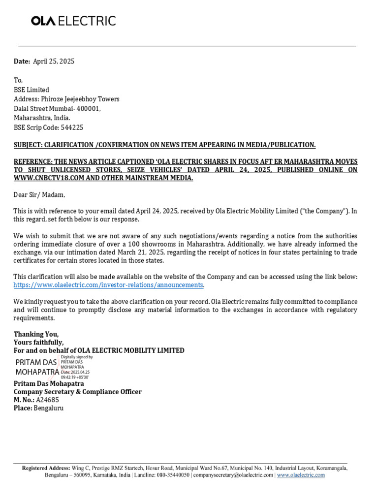 Pritam Das Mohapatra: CIN - L74999KA2017PLC099619 | PDF