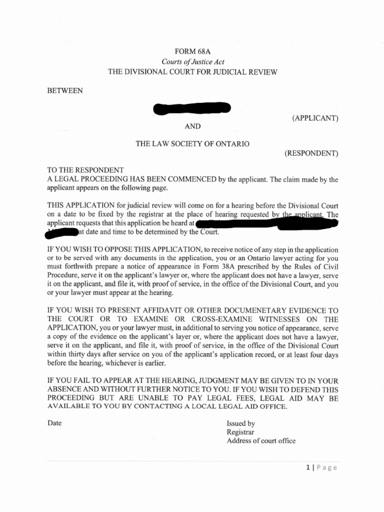 Originating Application For Judicial Review of LSO | PDF