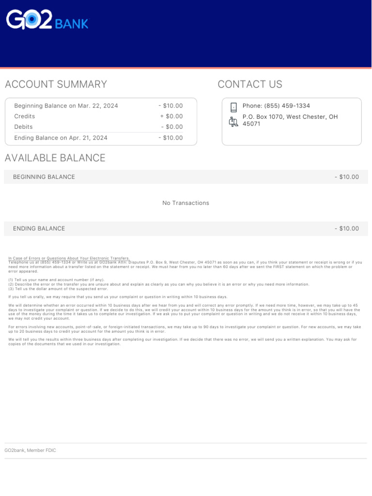 GO2bank-Statement-April-21,-20243118748659624020067 | PDF