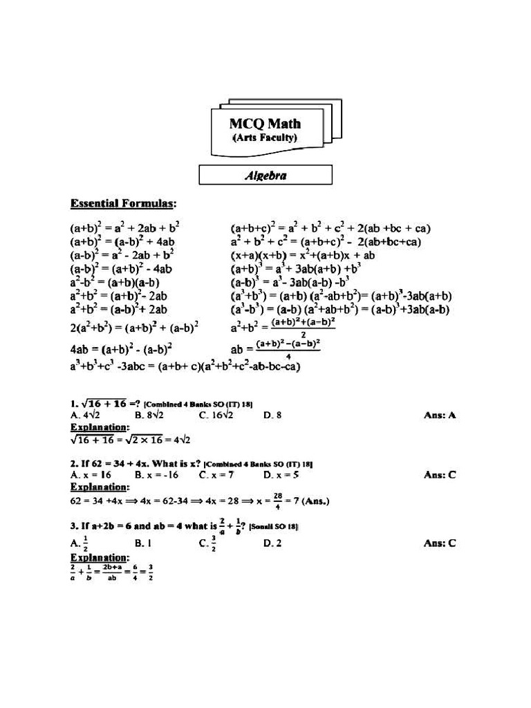 Arts Faculty Math | PDF