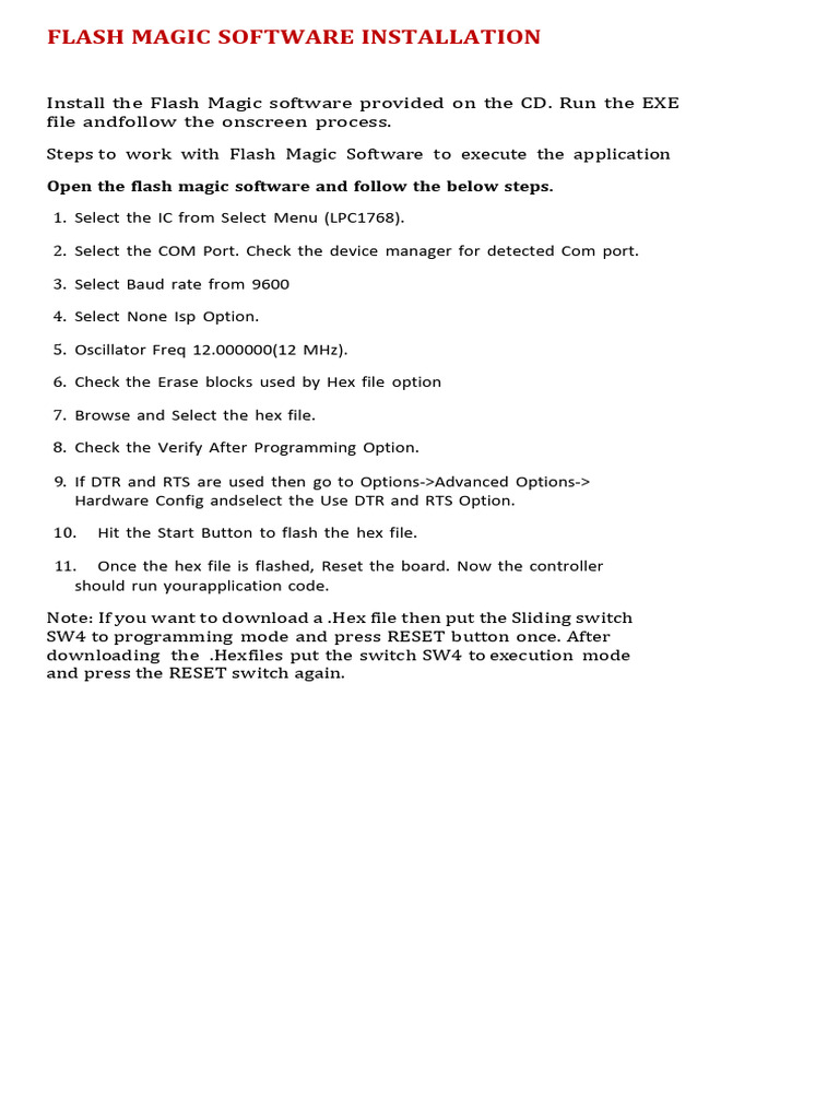 Flash Magic Software Installation | PDF
