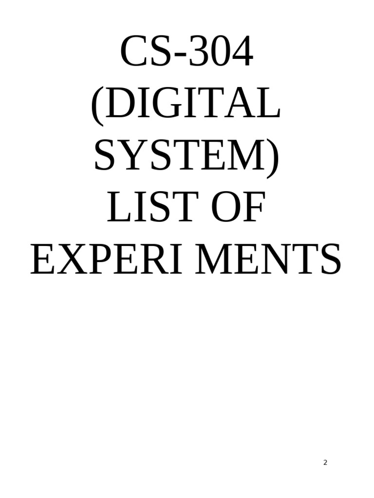 CS-304 Digital System Lab | PDF | Computer Engineering | Digital Technology