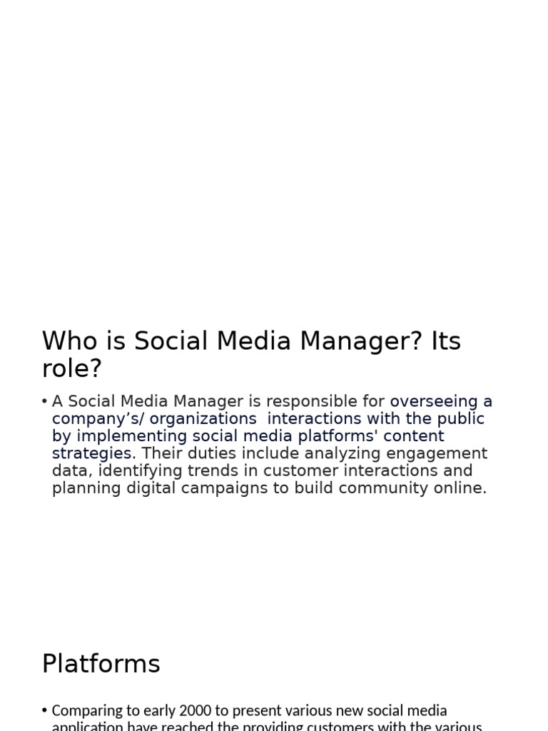 Social Media Manager | PDF
