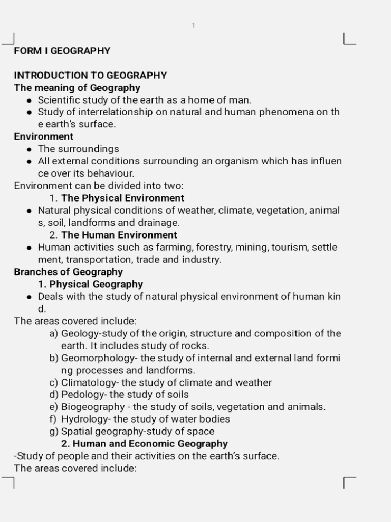 GEOGRAPHY NOTES FORM 1-4 Phoenix | PDF