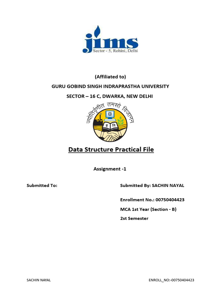 Sachin DS Assignment Linked List | PDF | Computer Science | Computer Data