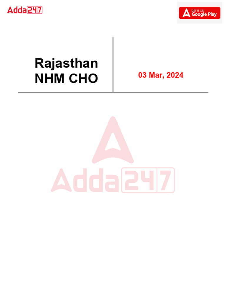 Rajasthan NHM CHO Previous Year Papers | PDF