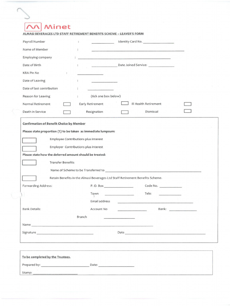 Leavers Form | PDF