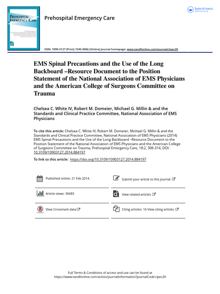 EMS Guidelines on Backboard Use | PDF | Spinal Cord Injury | Emergency ...