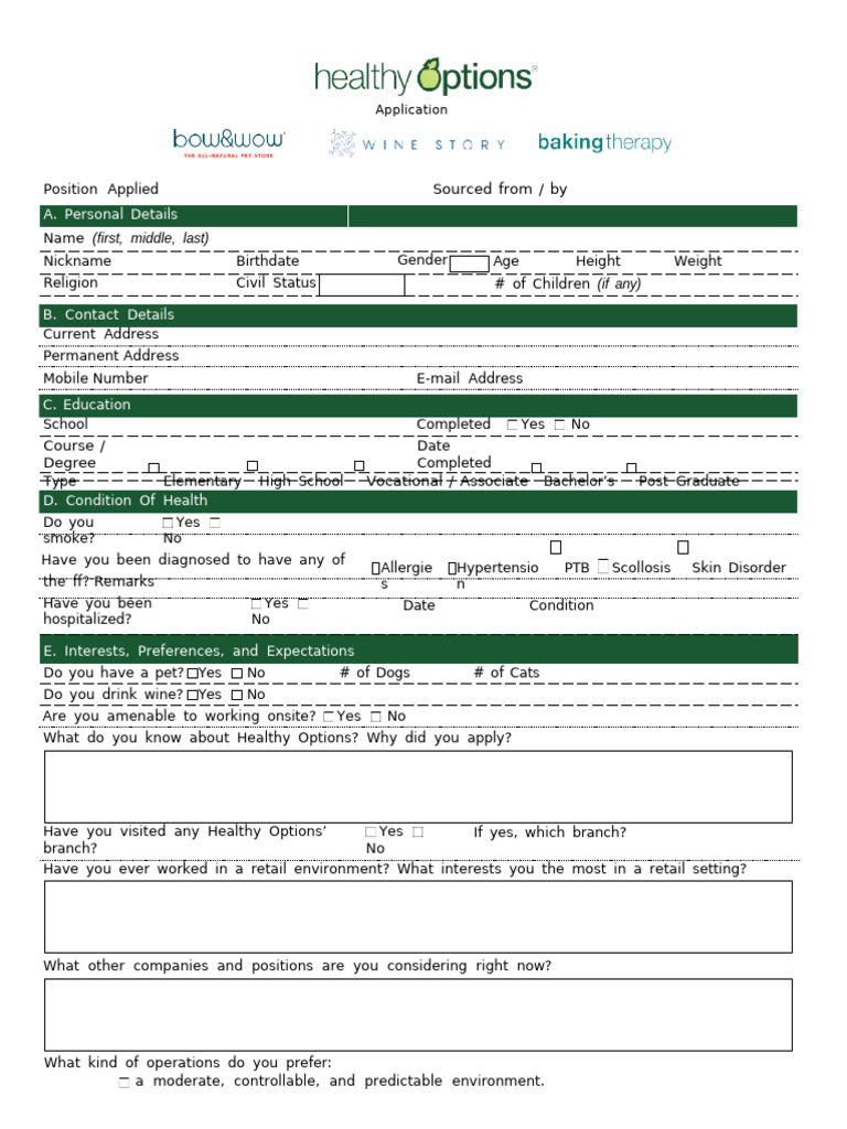 Careers Application Form 2024 | PDF