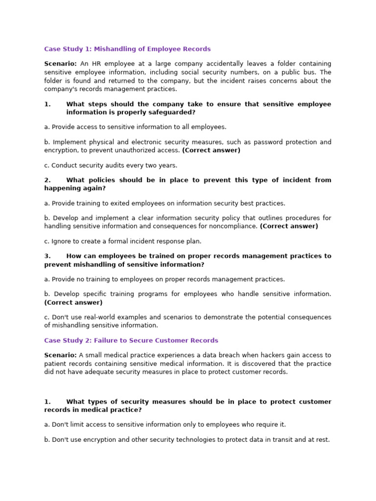 Case Studies For Records and Info MGT Course Revised | PDF | Security | Computer Security