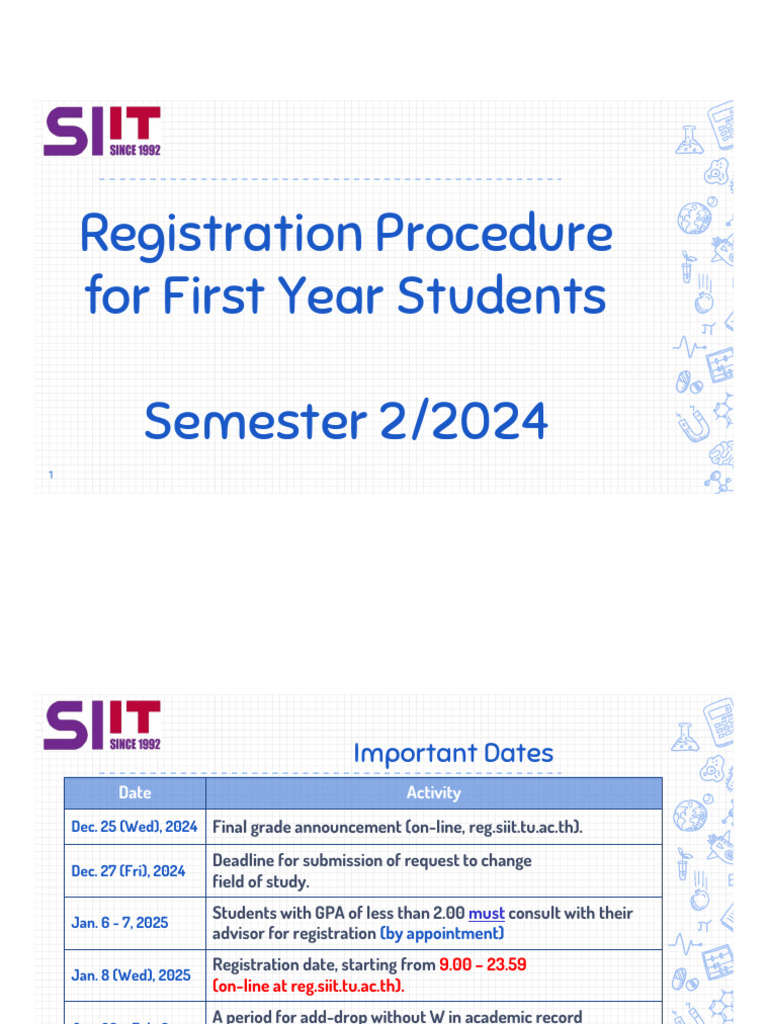 SIIT First Year Registration Guide | PDF