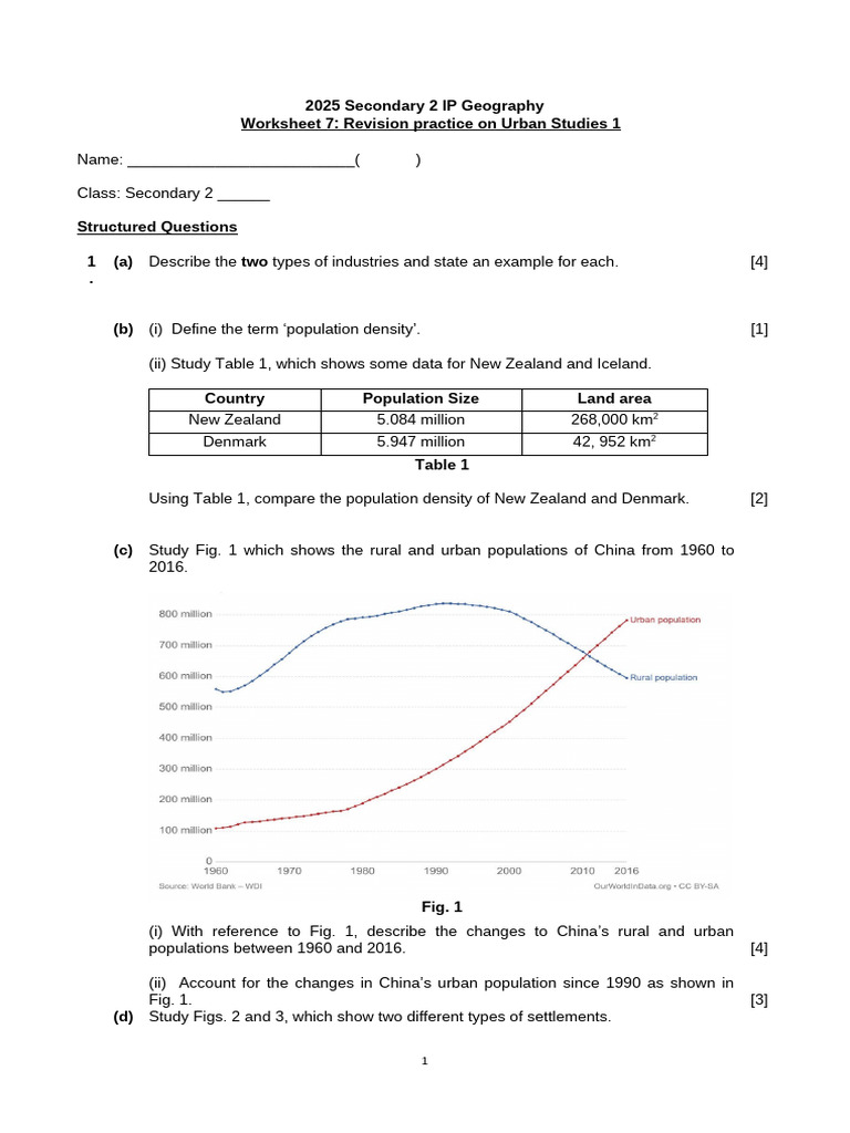 Settlement Studies Worksheet 7_ Revision practice | PDF | Human Migration