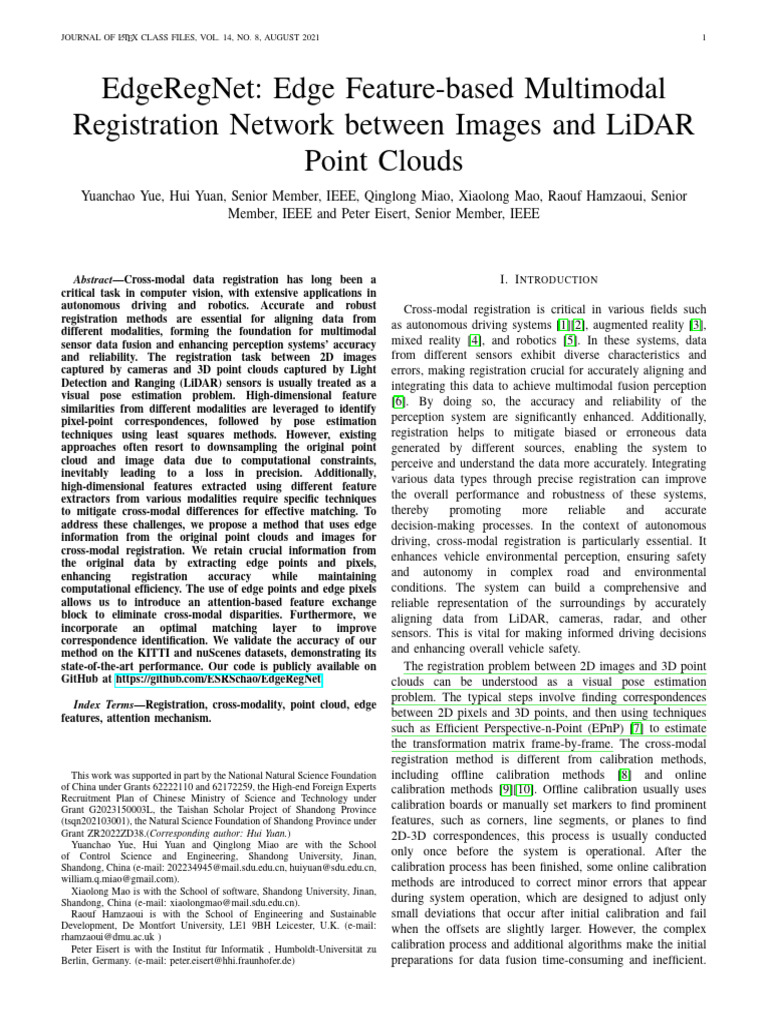 EdgeRegNet Edge Feature-Based Multi-Modal Registration Network Between Images and LiDAR Point ...