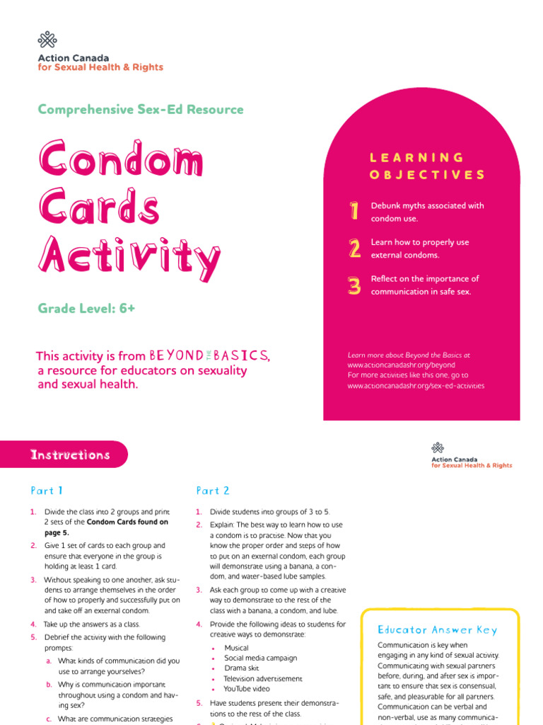 01_Condom-Cards-Activity_Beyond the Basics | PDF | Condom | Sexual ...