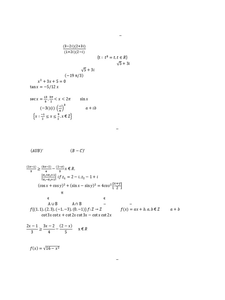 Math Problems on Trigonometry and Sets | PDF | Function (Mathematics ...