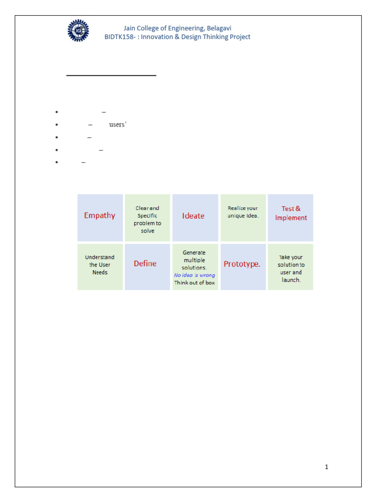 Idt Project Report - 2024-25 October | PDF | Design Thinking | Interview