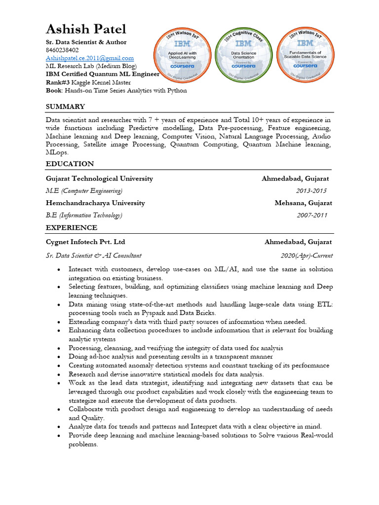 Ashish Patel Data Scientist | PDF | Machine Learning | Data Science