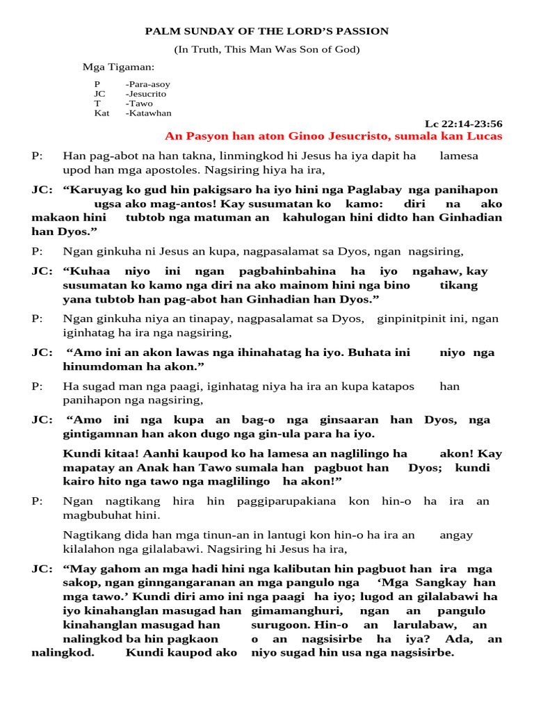 Palm Sunday of The Lord Year C | PDF