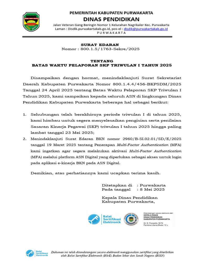 surat edaran waktu lapor skp_signed | PDF