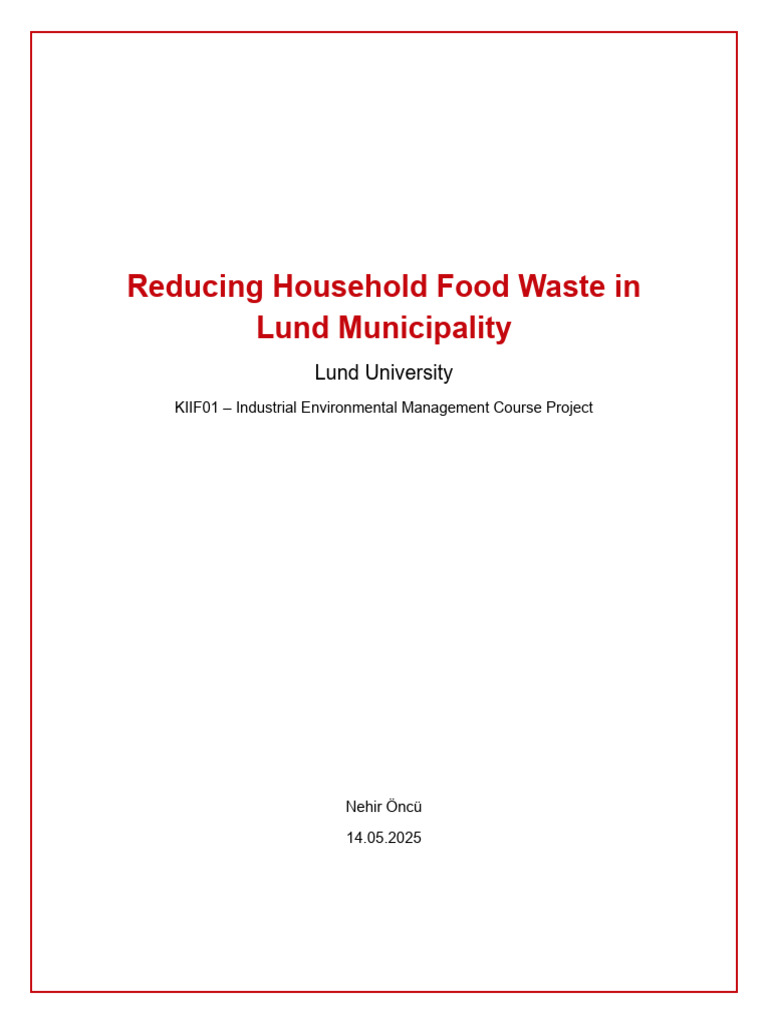 Reducing Household Food Waste in Lund Municipality | PDF | Waste ...