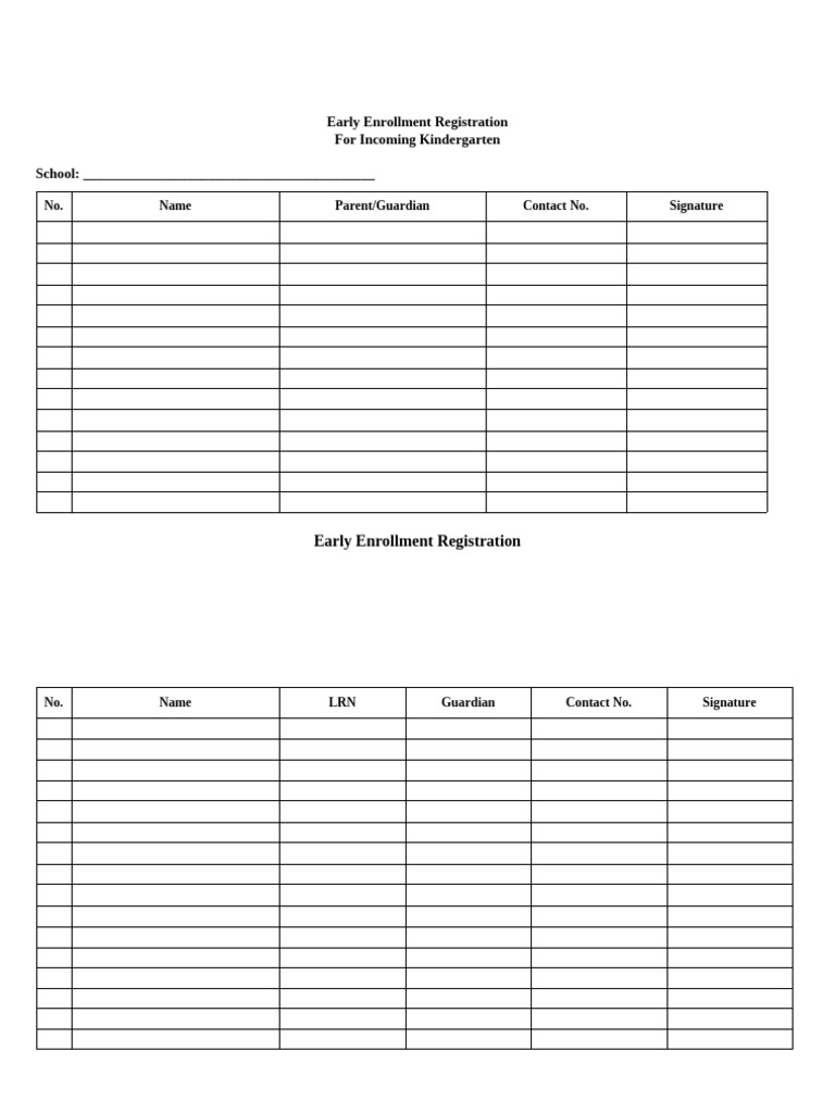 Early Registration Form | PDF