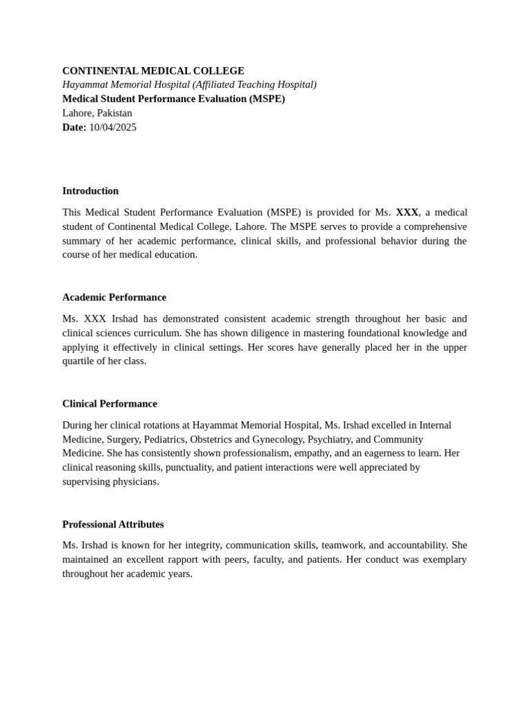 MEDICAL Student Performance Evaluation | PDF